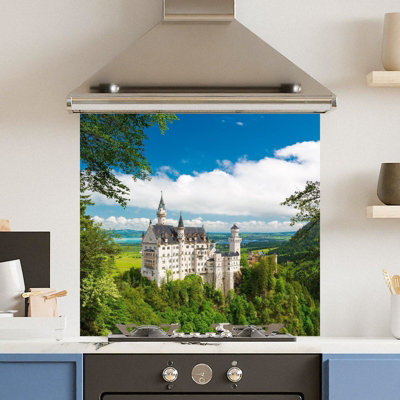 Premium 70 x 65cm Forest Castle 6mm Glass Toughened Kitchen Splashback ...