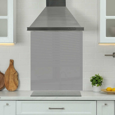 PREMIUM 70 X 75CM GREY 6MM GLASS TOUGHENED KITCHEN SPLASHBACK - HEAT ...