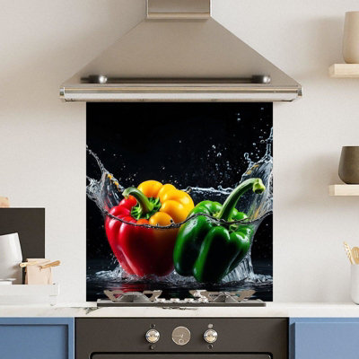 Premium 70 x 75cm Pepper Splash 6mm Glass Toughened Kitchen Splashback ...