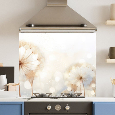 Premium 75 x 60cm Abstract Dandilion 6mm Glass Toughened Kitchen Splashback