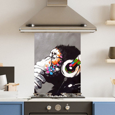 Premium 75 x 90cm Colourful Thought 6mm Glass Toughened Kitchen Splashback