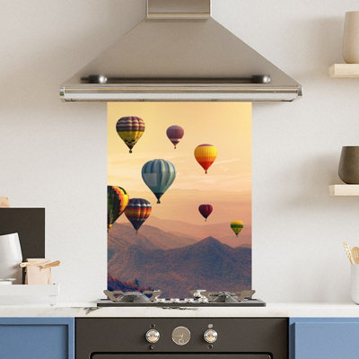 Premium 75 x 90cm Hot Air Balloon 6mm Glass Toughened Kitchen Splashback