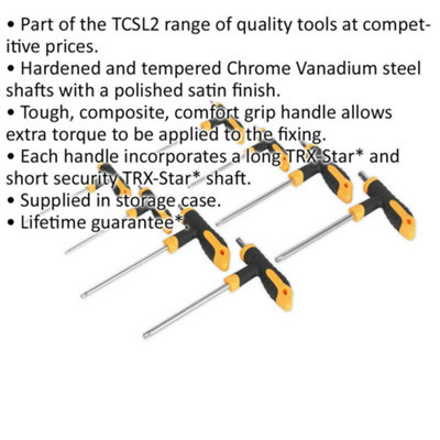 Premium 8 Piece T-Handle TRX-Star Key Set with Comfort Grip for T10 to ...