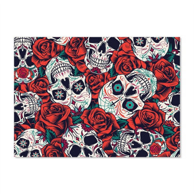 Premium 90 x 65cm Red Skulls 6mm Glass Toughened Kitchen Splashback ...