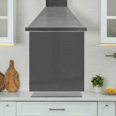 Premium 90cm x 65cm 6mm Glass Dark Grey Kitchen Splashback Toughened ...