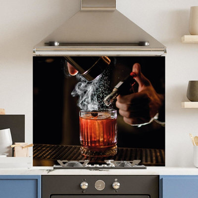 Premium 90cm x 65cm 6mm Glass Kitchen Splashback Toughened Polished Edge