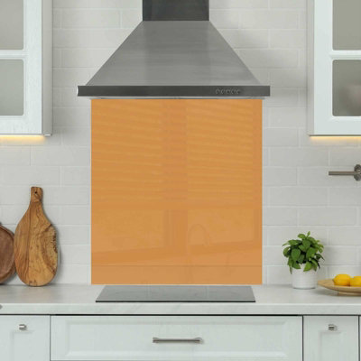 Premium 90cm x 65cm 6mm Glass Orange Kitchen Splashback Toughened ...