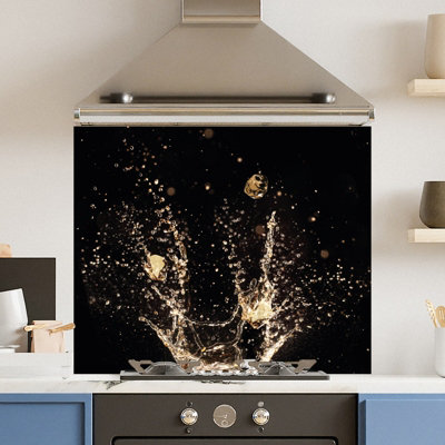Premium 90cm x 75cm 6mm Champagne Splash Kitchen Splashback Various ...