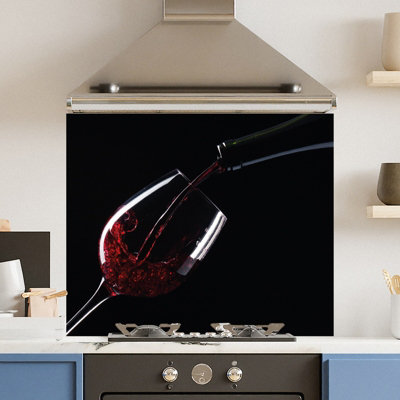 Premium 90cm x 75cm 6mm Glass Red Wine Kitchen Splashback Various Sizes ...