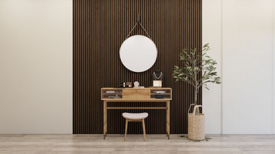 Premium Acoustic Slat Wall Panel 2.4m x 0.6m Walnut | DIY at B&Q