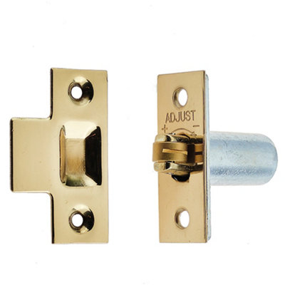 Premium Adjustable Rollerbolt Catches with Polished Brass Finish - 36mm