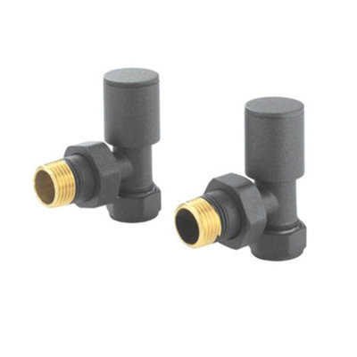 Premium Angled Manual Radiator Valve Set in Matt Anthracite Grey - 15mm ...