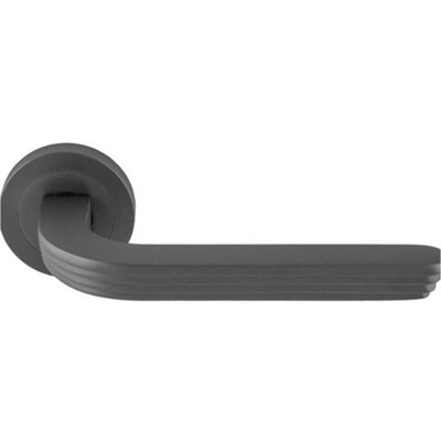 Premium Art Deco Door Handle Set - Anthracite Grey Reeded Lever On ...