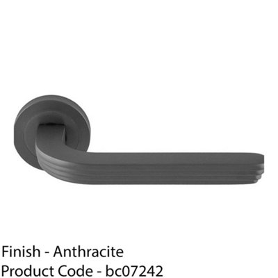 Premium Art Deco Door Handle Set - Anthracite Grey Reeded Lever On ...