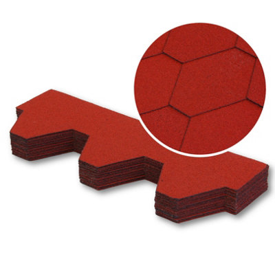 Premium Asphalt Roof Shingles, 25 Pcs Covers 32.2 sqft - Red Hexagonal ...