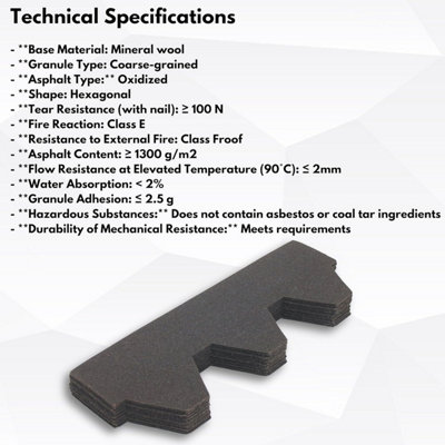 Premium Asphalt Roof Shingles 25 Pcs - Graphite Hexagonal Roofing Felt ...