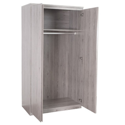 Premium Atlas 2 Door Wardrobe in Grey Oak Effect