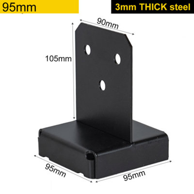 PREMIUM BLACK POWDER COATED BOLT DOWN CONCEALED PERGOLA POST BASE ...