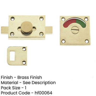 Premium Brass Bathroom Indicator Bolt 50x50mm for Door Security - Sliding Toilet Door Lock