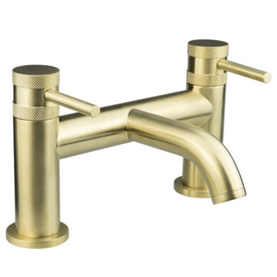 Premium Brushed Brass Thermostatic Shower Kit Basin & Bath Filler Mixer ...