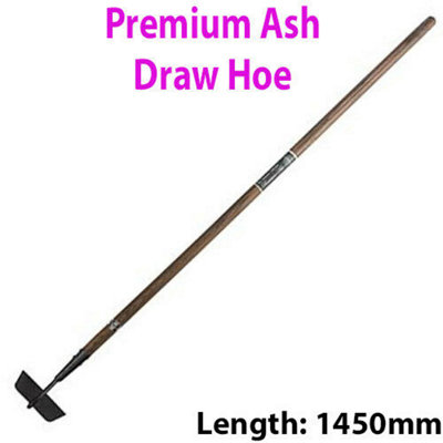 PREMIUM Carbon Steel 1450mm Draw Hoe Garden Ground Plant Weed Dig Crops ...