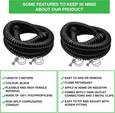 Premium Corrugated Flexible Hose Pond Pipe Set 25mm / 1inch- 2-meter ...