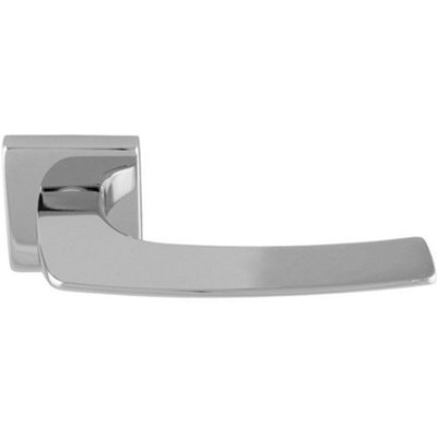 Premium Curved Slim Door Handle Set - Polished Chrome Plain Lever On ...