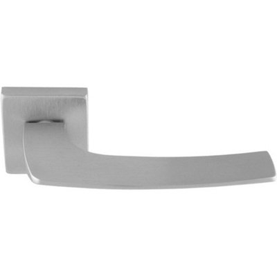 Premium Curved Slim Door Handle Set - Satin Chrome Plain Lever On ...