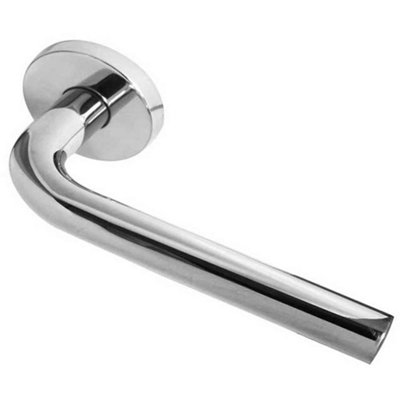 Premium Door Handle on Rose in Grade 304 Polished Stainless Steel for ...