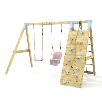Premium Double Swing with Up and Over Wall - Flex and Baby Dusky Pink