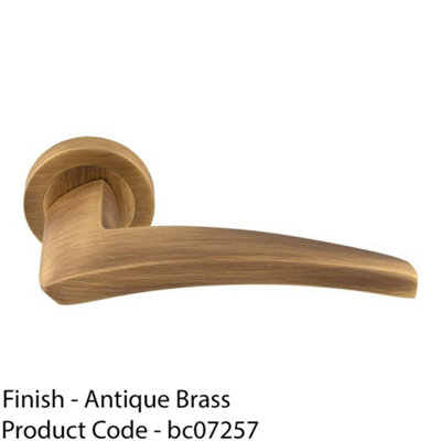 Premium Elegant Curve Door Handle Set - Antique Brass Bar Lever On ...