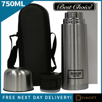 Premium Flask Insulated Stainless Steel Metal Flask 350ml, 500ml, 750ml, 1L- 12hrs Cold 6hrs Hot ...