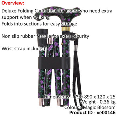 Premium Foldable Walking Cane - Adjustable Height and Stylish Magic Blossom Design
