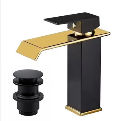 Premium Gold Bathroom Basin Mixer Tap - Luxury Basin Tap - Black & Gold ...