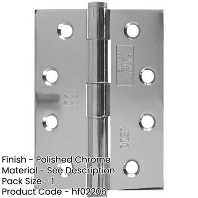 Premium Grade 7 Steel Heavy Duty Button Tip Hinge - Polished Chrome ...