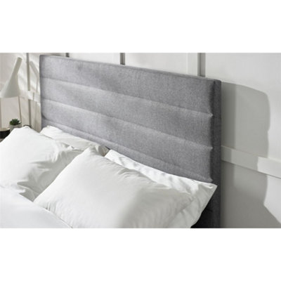 Premium Grey Linen Bed with a Horizontal Tufted Headboard - Double 4ft ...