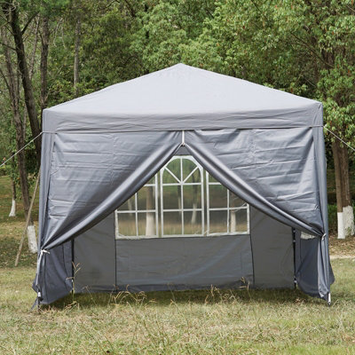 Premium Grey Pop Up Gazebo With Sides Garden Marquee Camping Tent ...