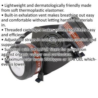 Premium Half Mask Respirator with A1P2R Filter Cartridges and ...