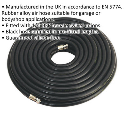 Premium Heavy Duty Air Hose - 30m with 1/4 Inch BSP Unions and 10mm Bore