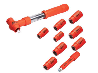Premium Insulated Torque Wrench Kit with 10 Metric Sockets and ...