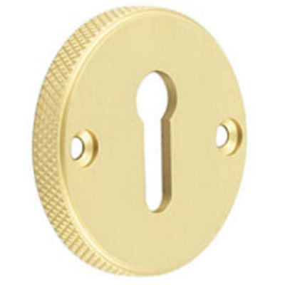Premium Knurled Keyway Escutcheon in Satin Brass for Elegant Doors ...