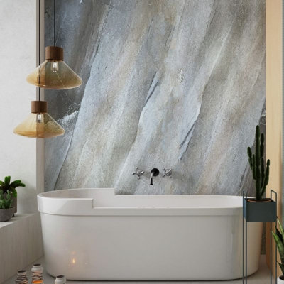 Premium Large Astra Stone Matt 1.0m x 2.4m Shower Panel | DIY at B&Q