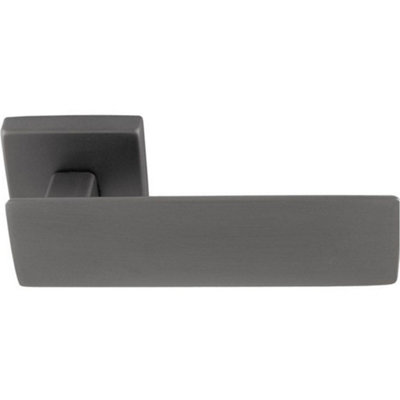 Premium Large Flat Door Handle Set - Anthracite Grey Designer Lever ...