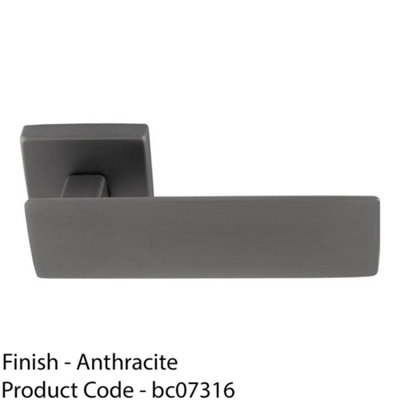 Premium Large Flat Door Handle Set - Anthracite Grey Designer Lever ...