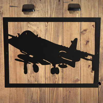 Premium Large Sea Harrier Jump Jet Garden Wall Art and 2 Solar Lights ...