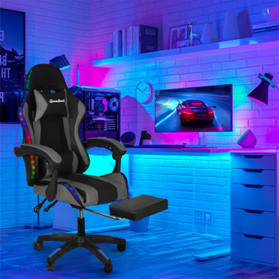Premium LED Gaming Chair with Footrest