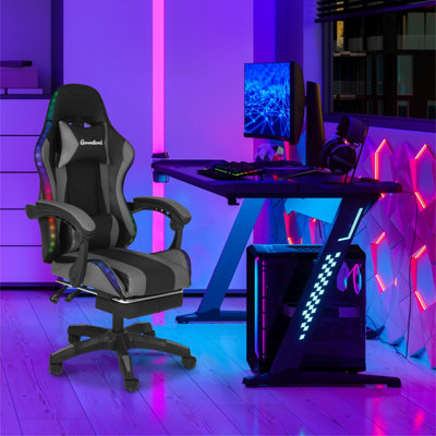Premium LED Gaming Chair with Footrest