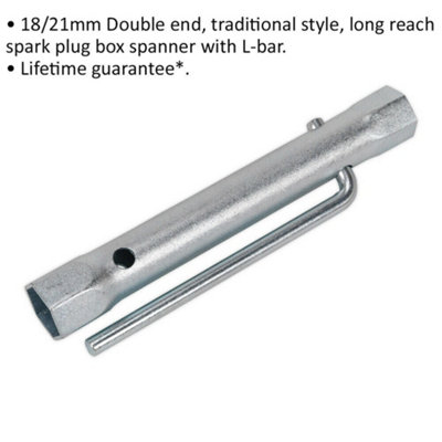 Premium Long Reach Spark Plug Box Spanner with Dual 18mm & 21mm Sockets