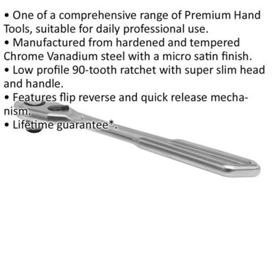 Premium Low Profile 90-Tooth Ratchet Wrench with Flip Reverse Mechanism ...