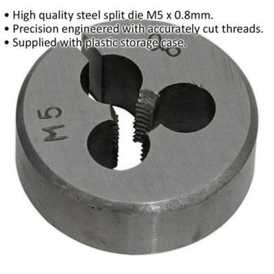Premium M5 x 0.8mm Metric Split Die for Precision Threading in Steel Case
